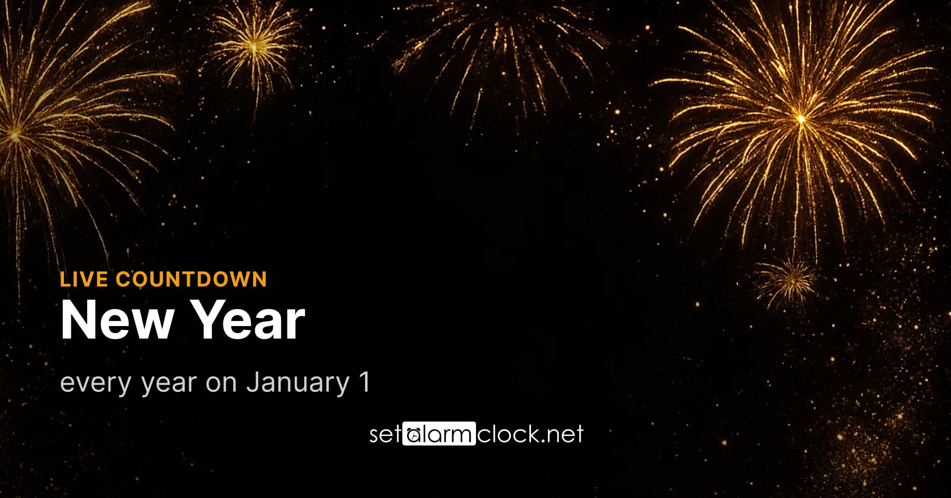 New Year Countdown — How Many Days Until New Year | SetAlarmClock.net